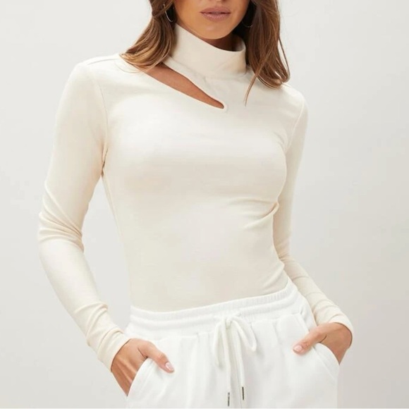 Tops | Luxe Cutout Neck Bodycon Blouse Last Few | Poshmark